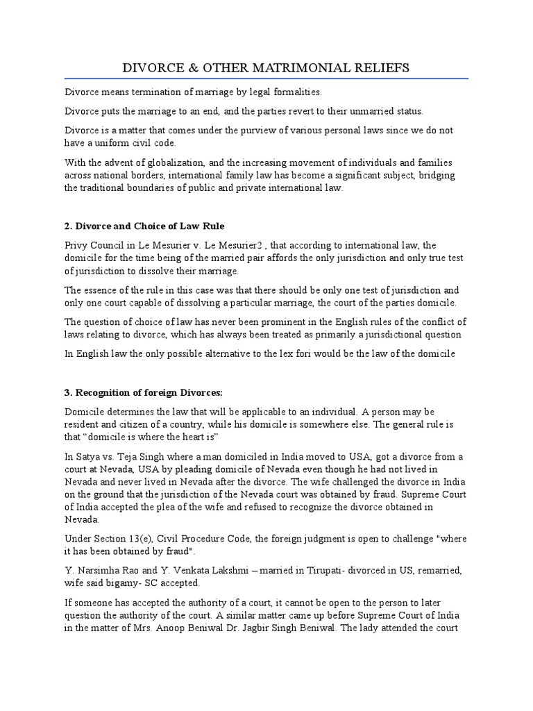 DIVORCE | PDF | Domicile (Law) | Divorce