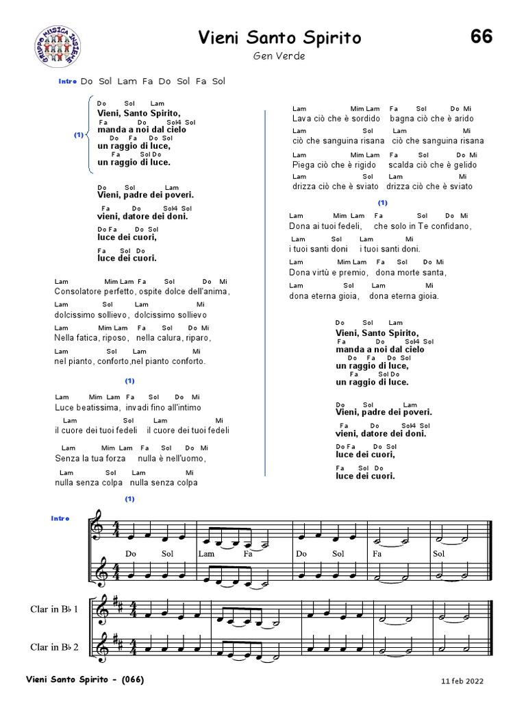 Vieni Santo Spirito | PDF