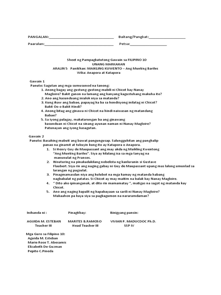 Las Q1 M5 M8 S.Y. 2021 2022 | PDF