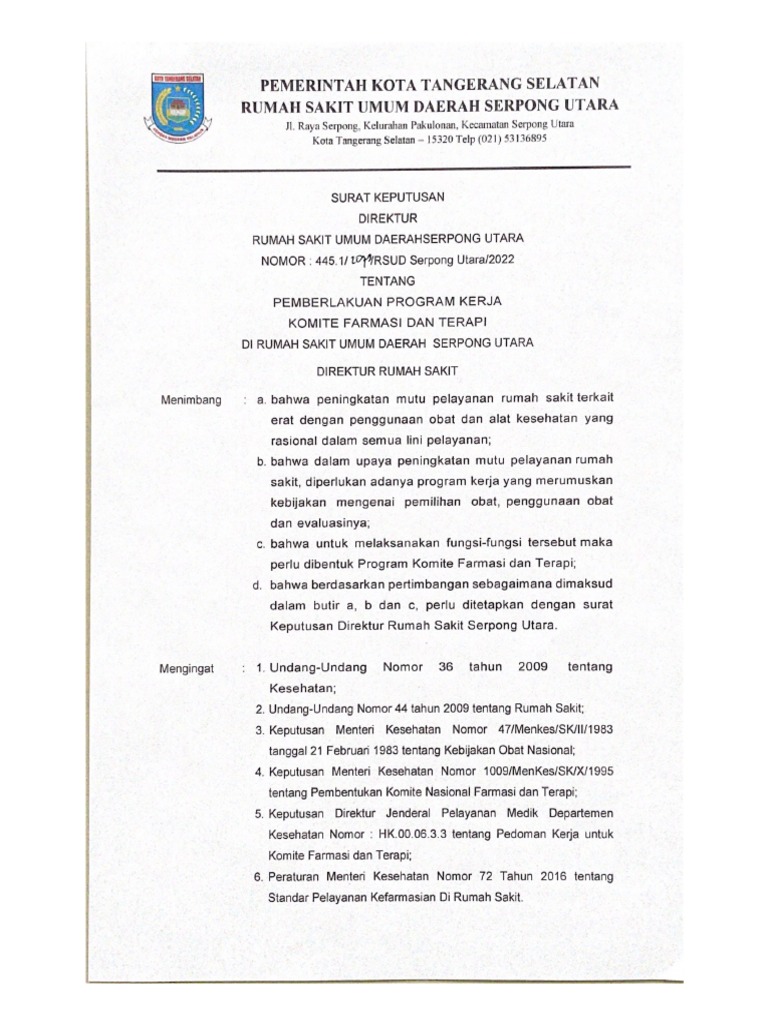 SK Program Kerja KFT | PDF