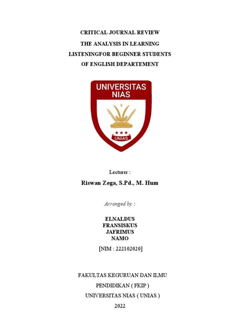 CRITICAL JOURNAL REVIEW Elnar Basic Listening | PDF | Cognitive ...