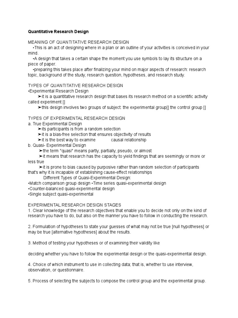 Quantitative Research Design-1 | PDF | Experiment | Qualitative Research