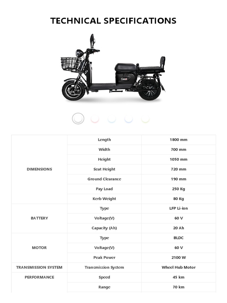 Electric Scooter Specs | PDF