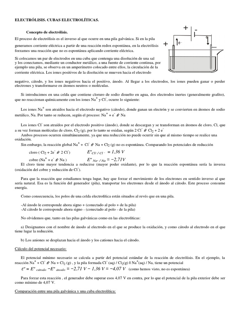 ELECTRÓLISIS | PDF | Electrodo | Redox
