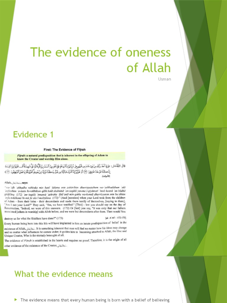 The Evidence of Oneness of Allah | PDF
