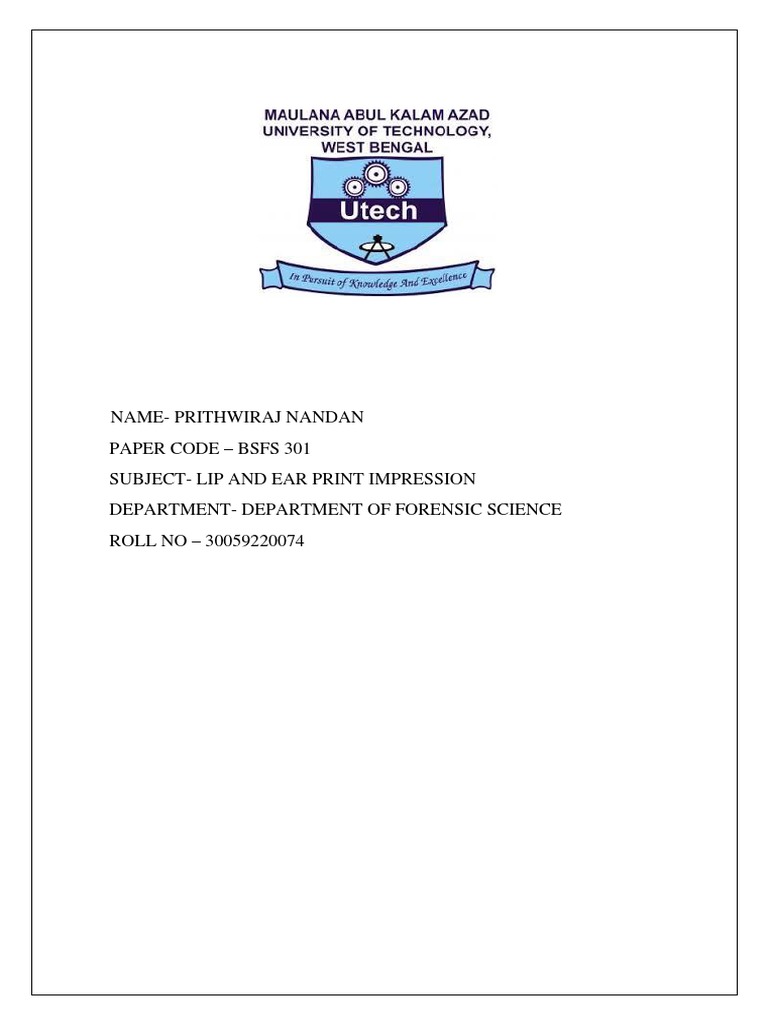 Assignment Lip Print and Ear Print | PDF