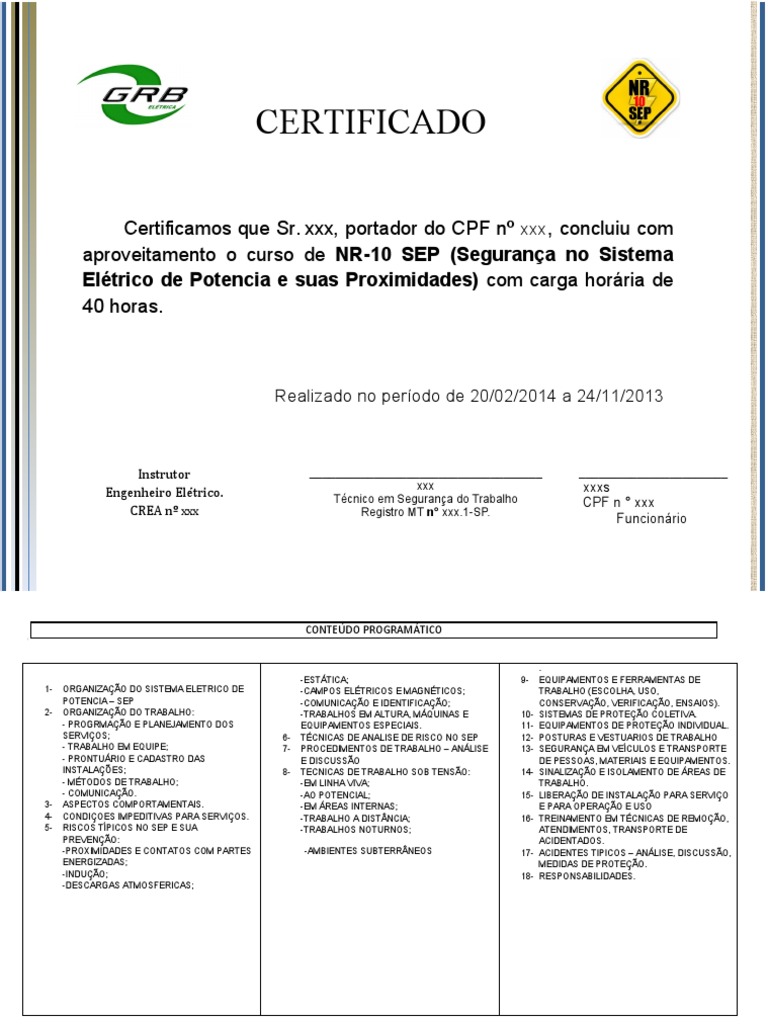 Certificado Nr10 Sep Edson | PDF | Eletricista