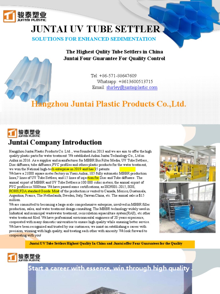 Juntai UV Tube Settlers: Top Quality & Certifications | PDF | Water ...