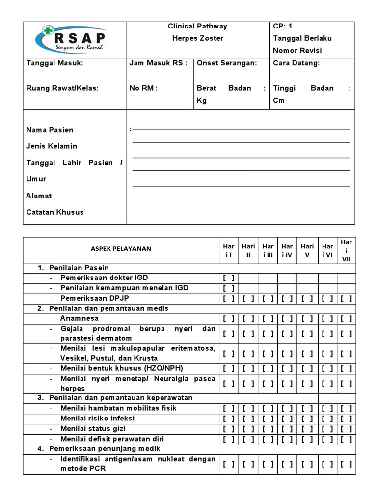 Clinical Pathway Herpes Zoster 1 | PDF