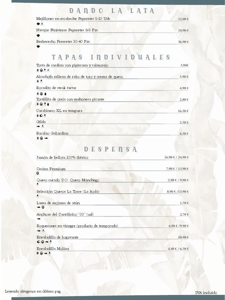 Menú del Restaurante Telma Albacete | PDF | Alimentos | Cocina