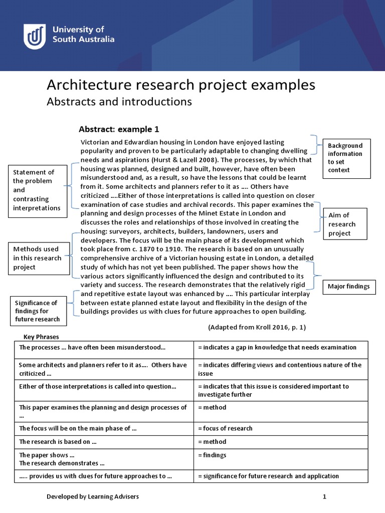 Architecture Research Project - Abstract and Intro Examples - June 2020 ...