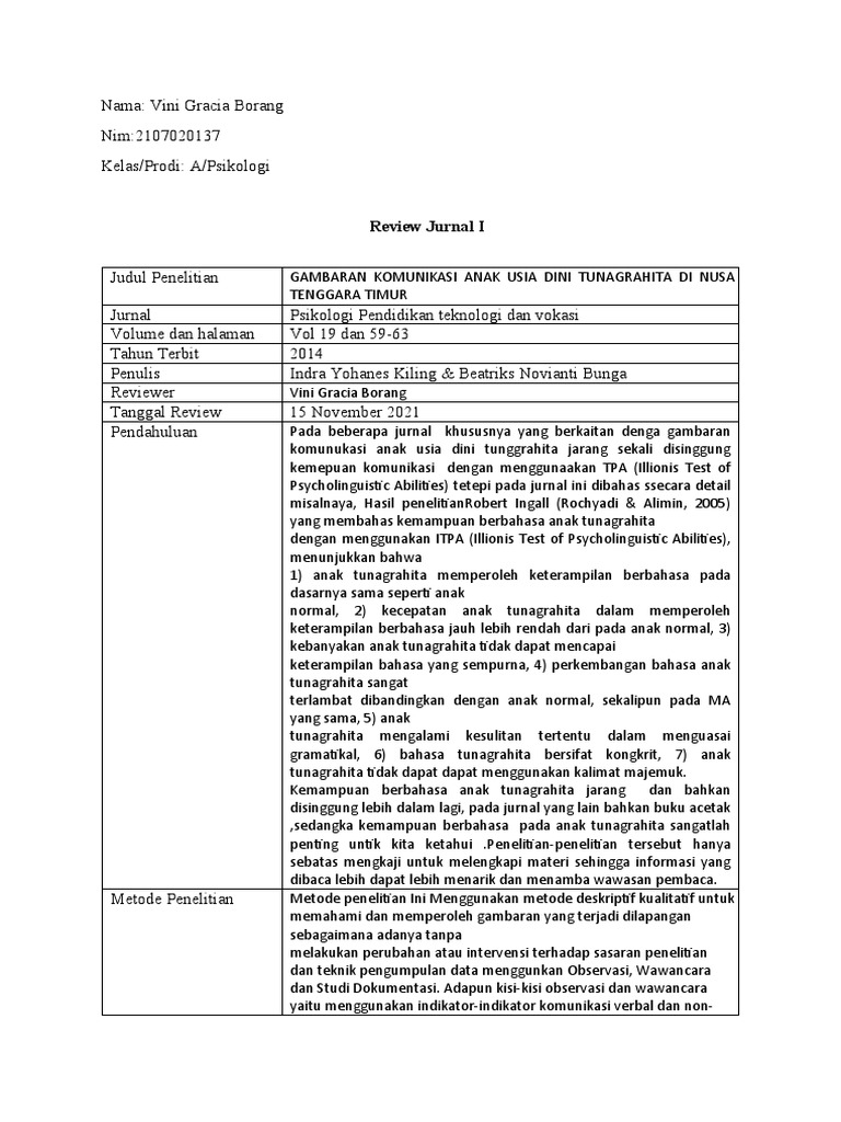 Review Jurnal - Vini Gracia Borang - 2107020137 | PDF