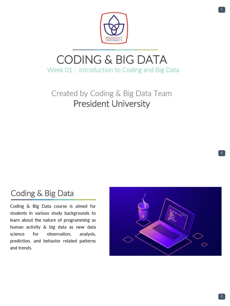 [Coding Big Data] - Week 01 - Syllabus _ Introduction to Coding _ Big Data | PDF | Computer Data ...