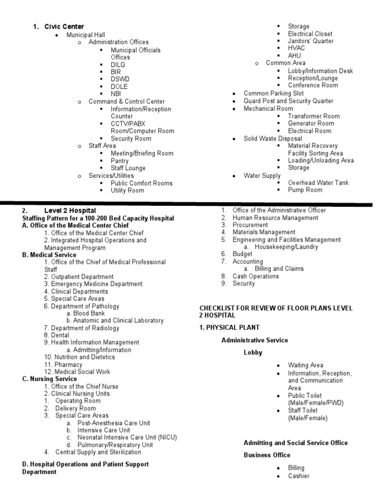 Space Requirements For 3 Major Structures | PDF | Hospital | Toilet