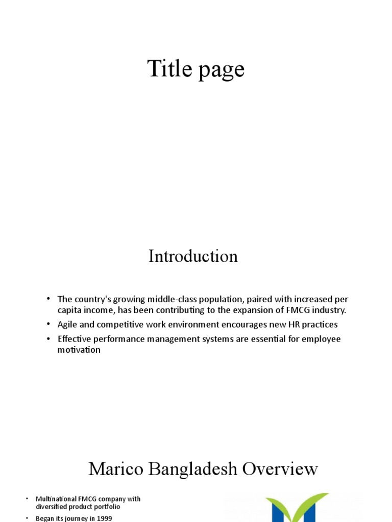 Marico Performance Management | PDF | Performance Appraisal | Goal