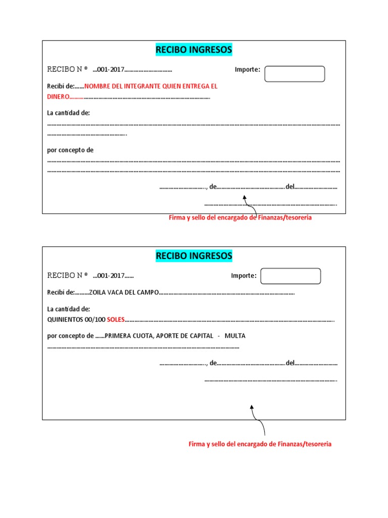 Recibo de Ingreso y Egreso | PDF