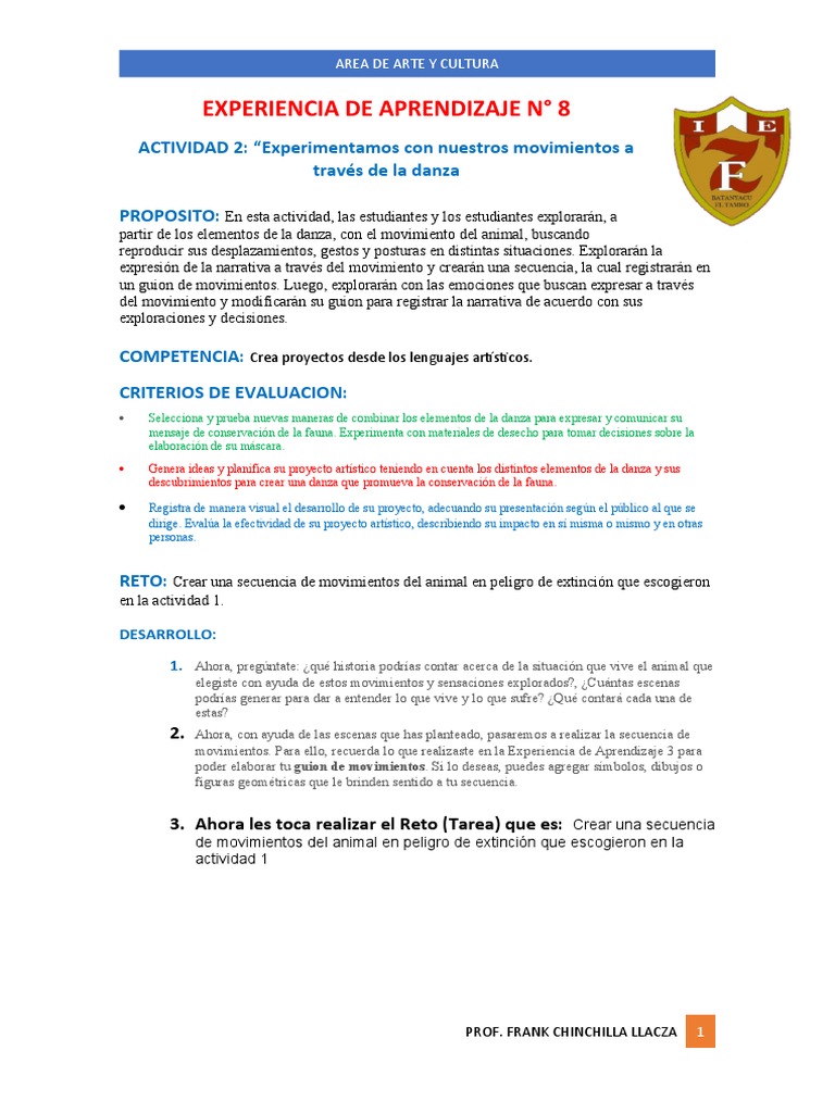Activida 2 - Exp. 8 | PDF | Bailes | Experiencia