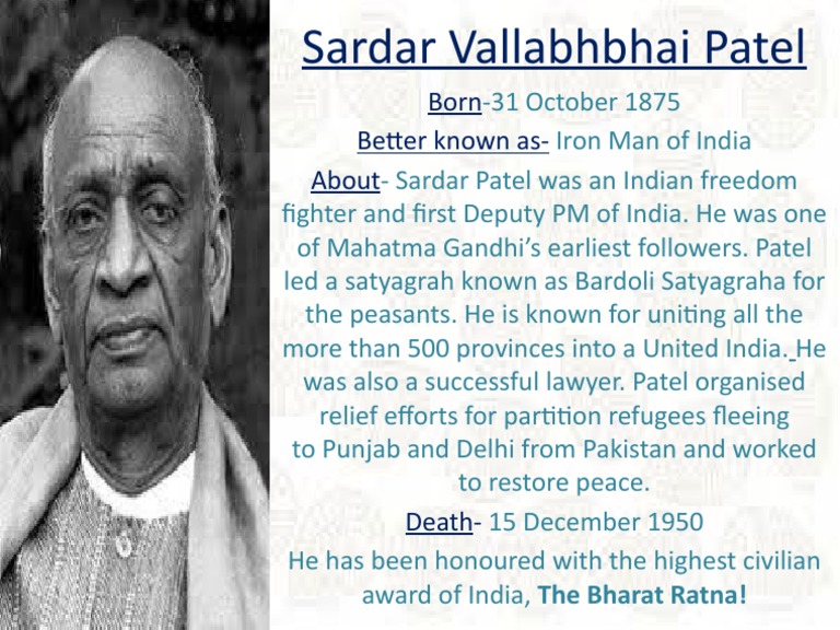 Sardar Vallabhbhai Patel: A Brief Biography | PDF