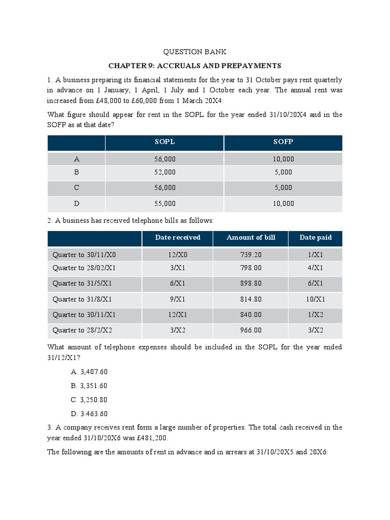 CFAB - Accounting - QB - Chapter 9 | PDF | Debits And Credits | Deferral