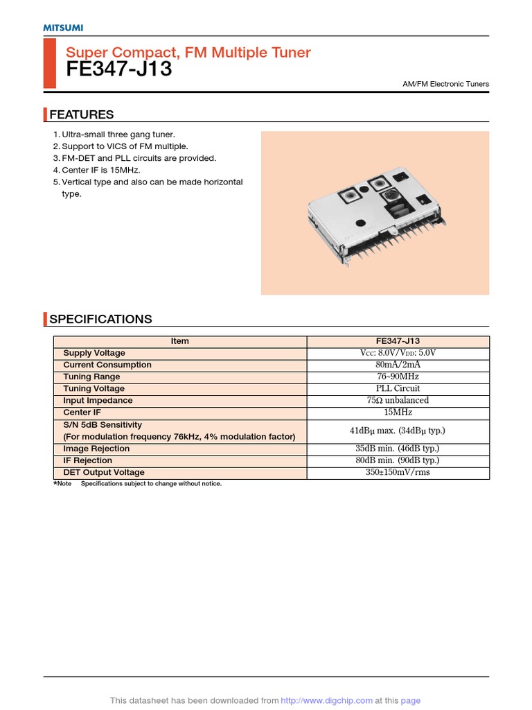 Super Compact, FM Multiple Tuner: Features | PDF | Frequency Modulation ...