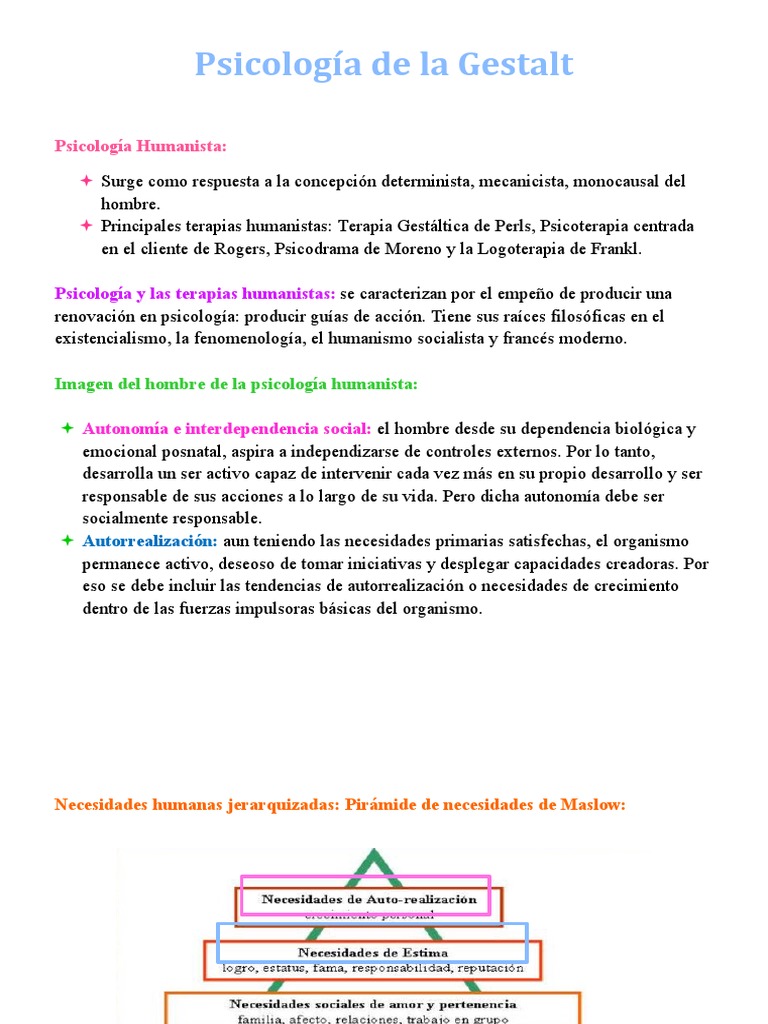 Unidad 2 - Psicología de La Gestalt | PDF | Terapia Gestalt | Psicologia humanista