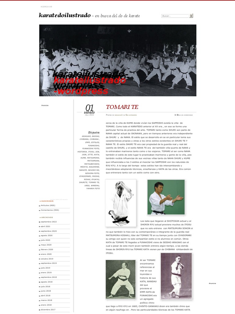 Tomari Te - Karatedoilustrado | PDF | Kárate | Shotokan