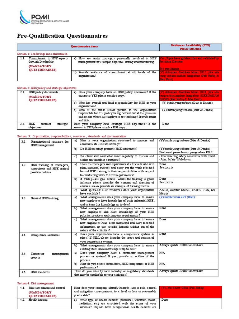 PQ PT. POMI New | PDF | Audit | Personal Protective Equipment