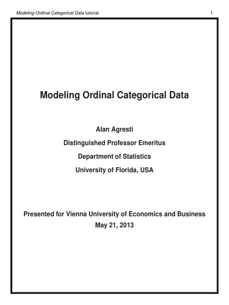 Modeling Ordinal Categorical Data (Agresti) | PDF | Logistic Regression ... Modeling Ordinal Categorical Data (Agresti) | PDF | Logistic Regression ...