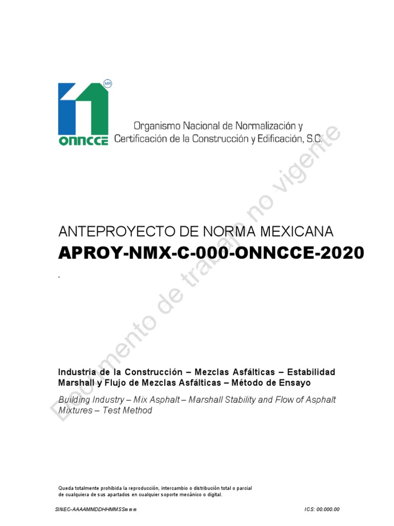 Aproy NMX C 000 Onncce 2020 | Descargar gratis PDF | Agua | Metrología