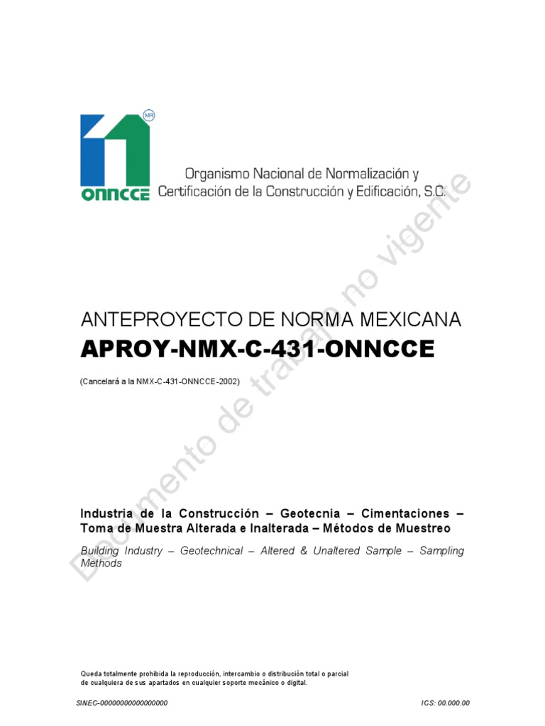 Aproy NMX C 431 Onncce | PDF Aproy NMX C 431 Onncce | PDF