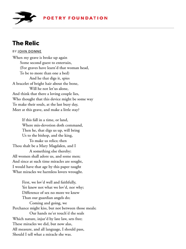 The Relic by John Donne - Poetry Foundation | PDF