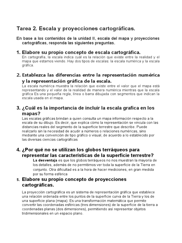 Tarea 2. Escala Del Mapa y Proyecciones Cartograficas | PDF | Mapa ...