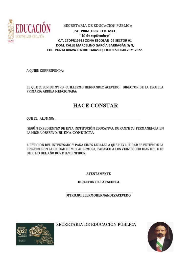 Carta de Buena Conducta | PDF