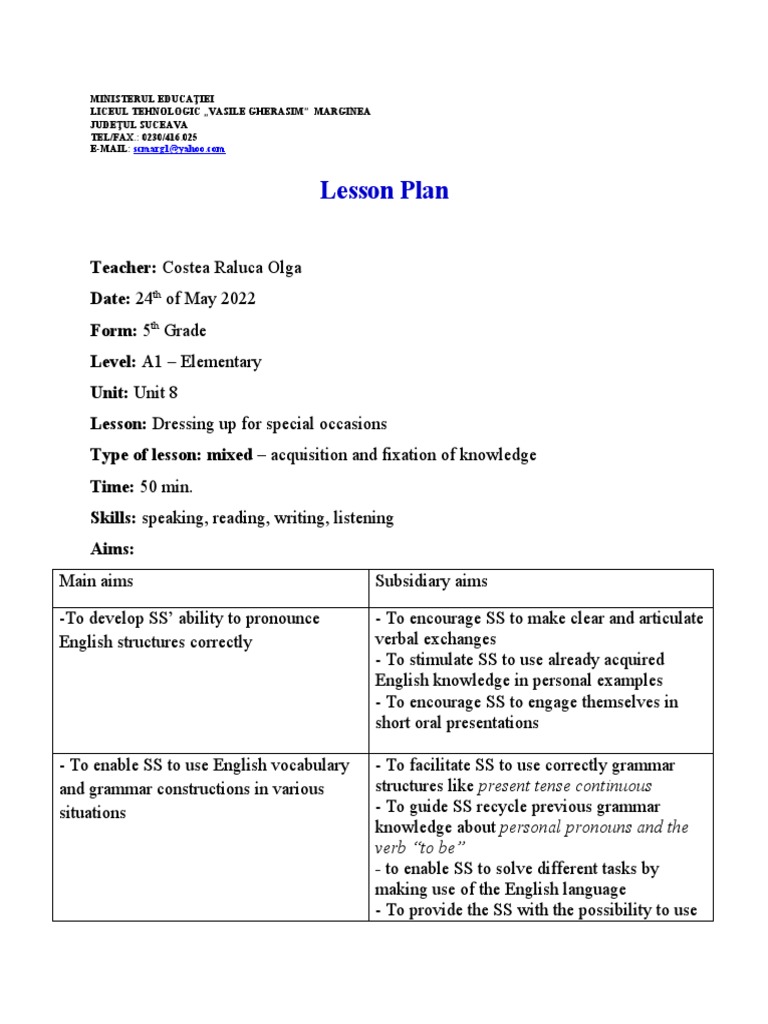 Lesson Plan 5A | PDF | Lesson Plan | English Language