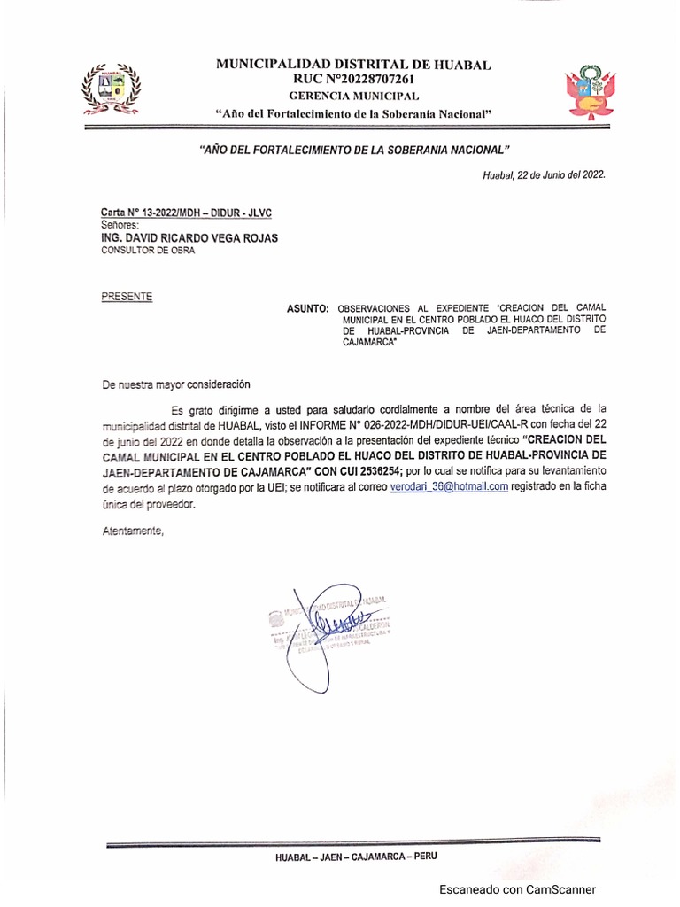 Observaciones Expediente Tecnico | PDF