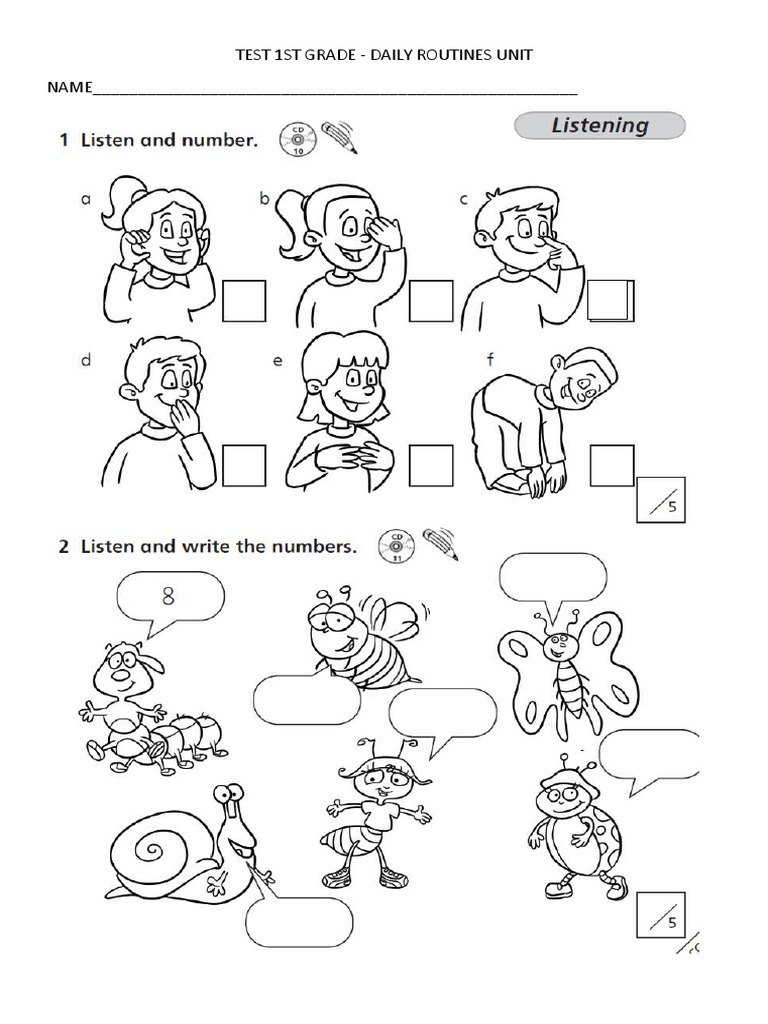 Test 1ST Grade | PDF