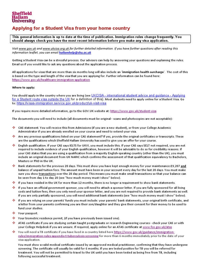 Applying For A Student Visa From Your Home Country | PDF | Travel Visa ...