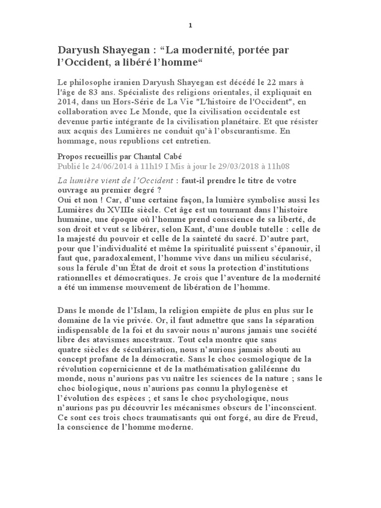 Daryush Shayegan | PDF