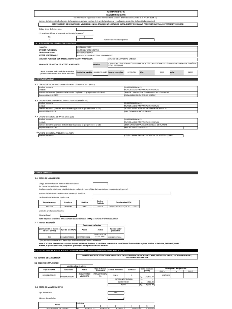 Formato7c REGISTRO DE IOARR GIBAS | PDF | Gobierno local | Economias