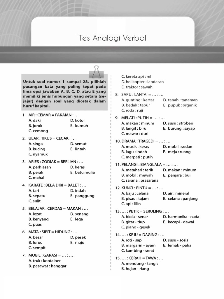 Analogi Soal + Pembahasan Paket 1 | PDF