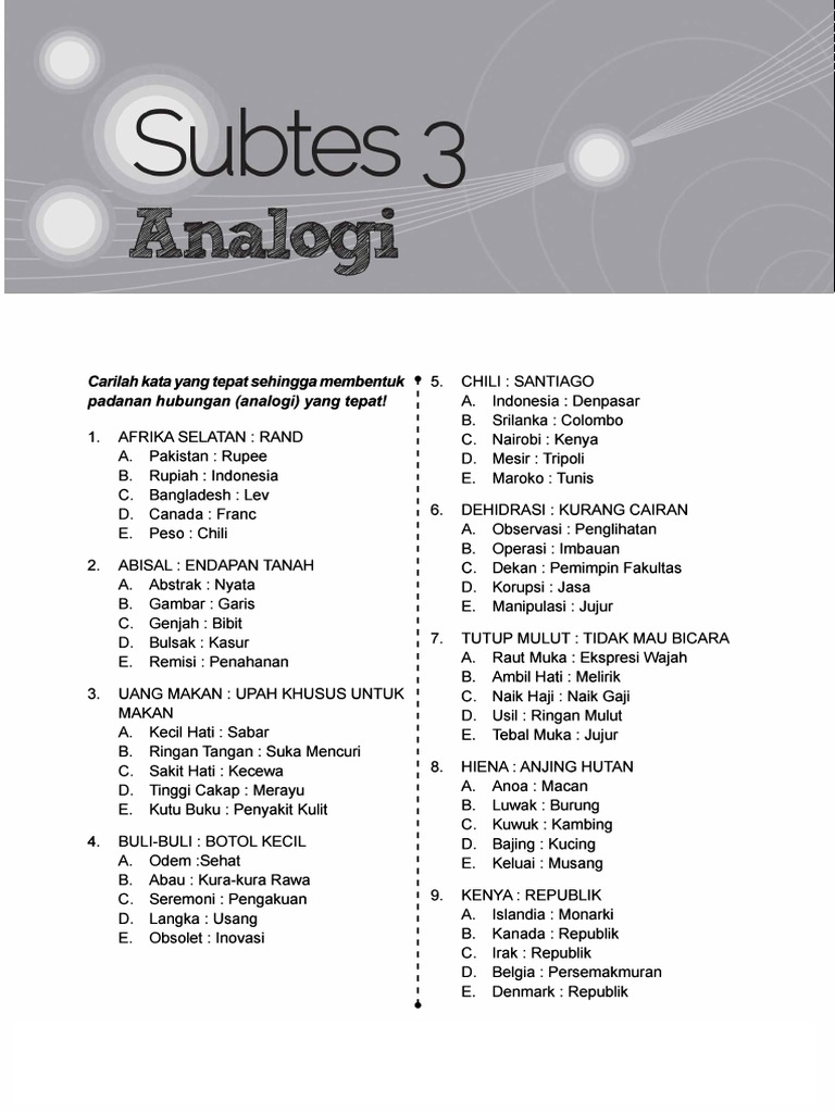 Analogi Soal + Pembahasan Paket 2 | PDF