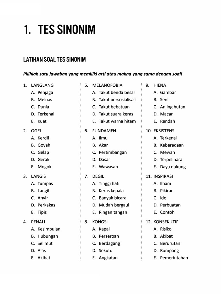 Sinonim Soal + Pembahasan Paket 4 | PDF