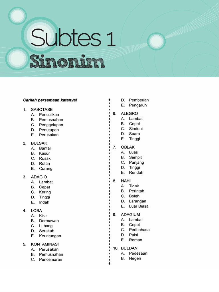 Sinonim Soal + Pembahasan Paket 2 | PDF
