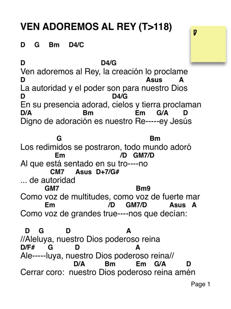 Ven Adoremos al Rey - Letra y Acordes | PDF