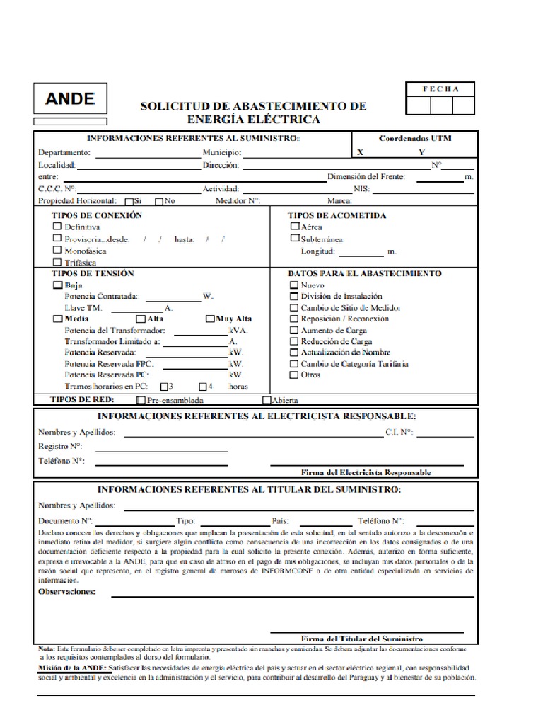 Formulario ANDE | PDF