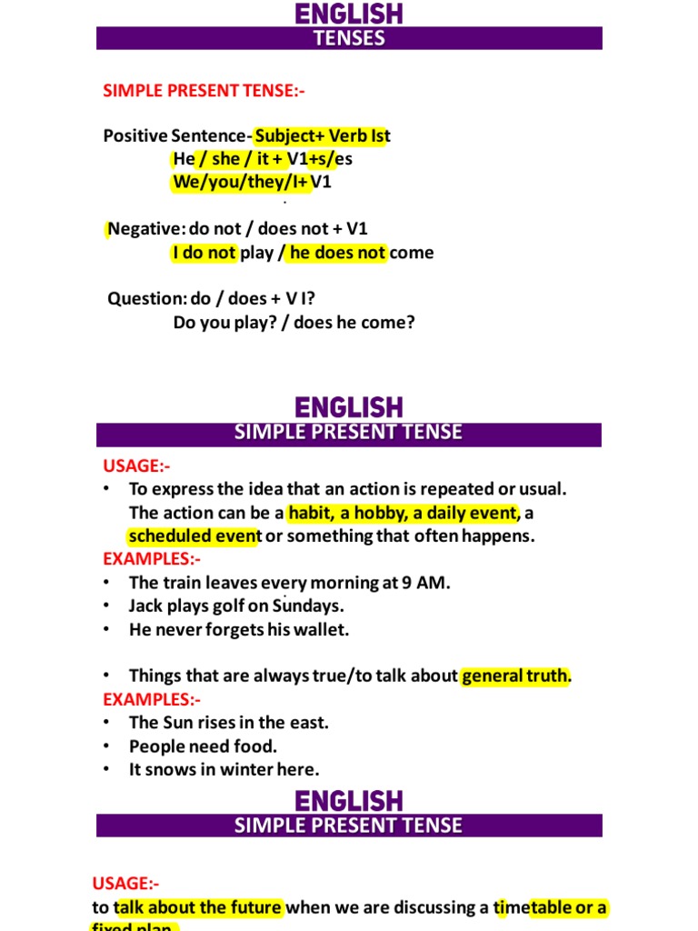 English Tenses | PDF | Grammatical Tense | Perfect (Grammar)