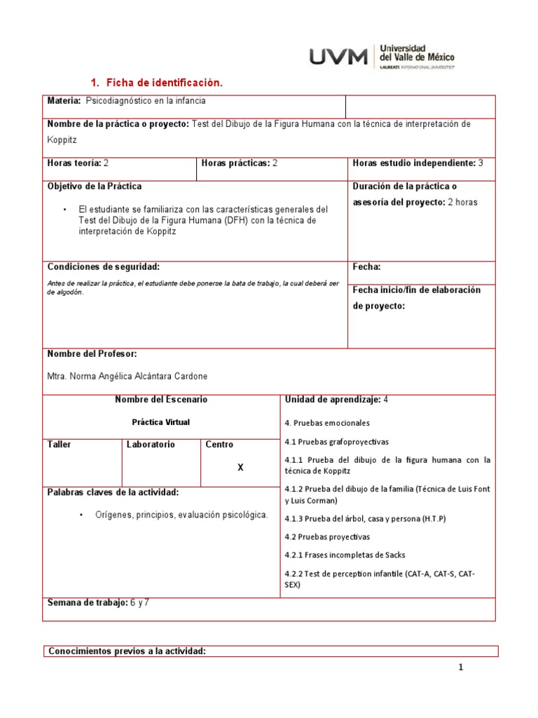 Test Del Dibujo de La Figura Humana Interpretación Koppitz | PDF