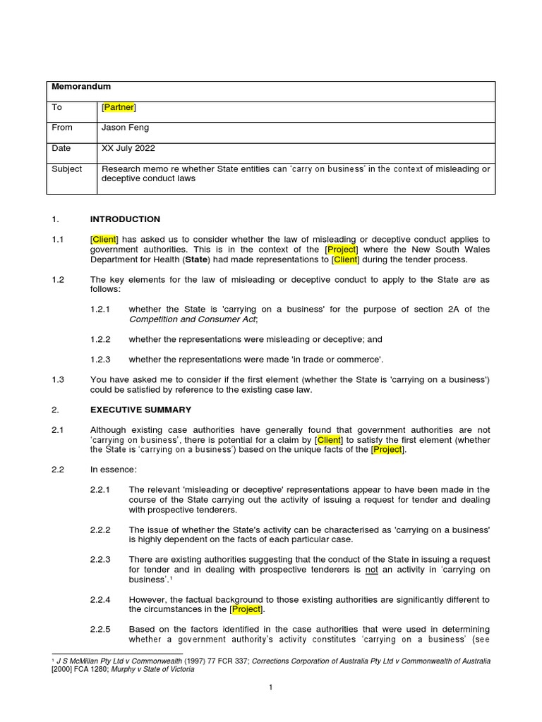 Legal Research Memo Example | PDF | Public Law | Common Law
