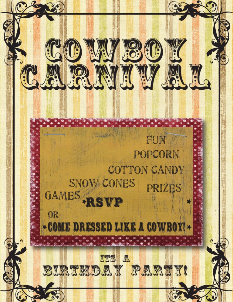 Cowboy Carnival Birthday Party Invite | PDF