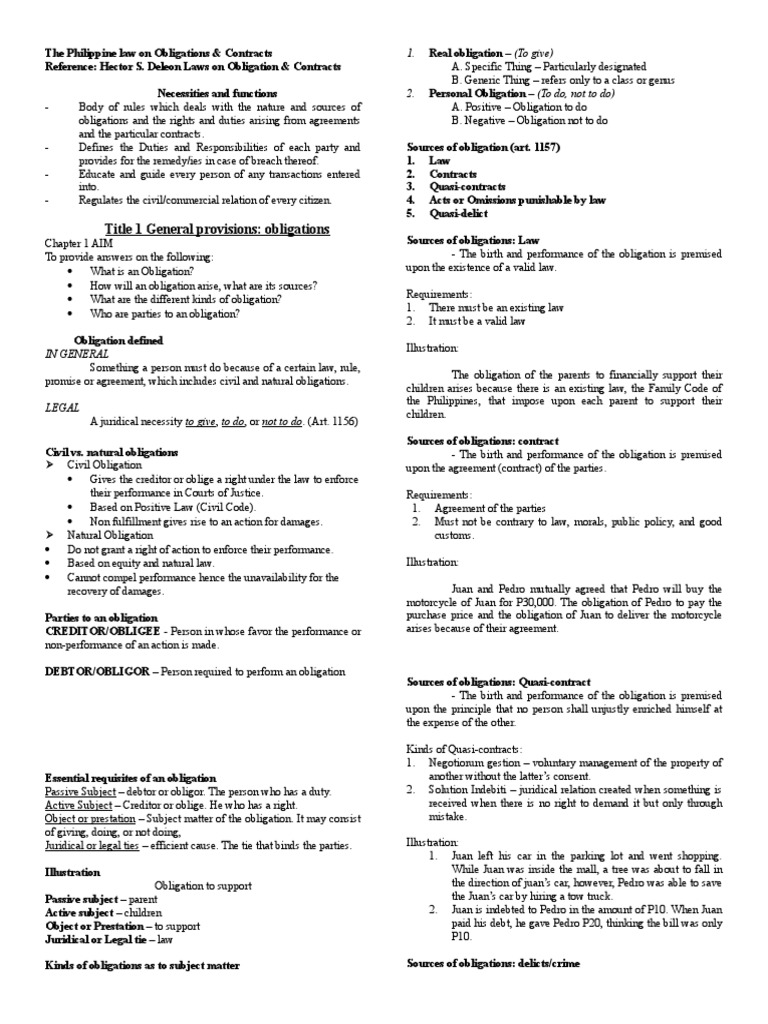The Philippine Law On Obligations | PDF | Law Of Obligations | Guarantee